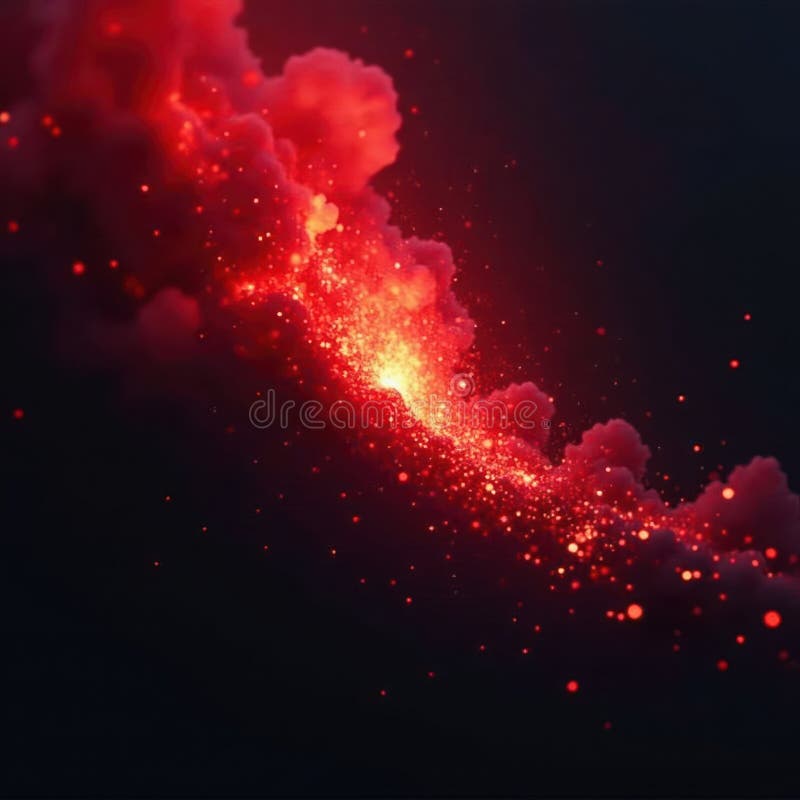 Abstract Red Spark Eruption Against Deep Black, Dynamic Intense Visual ...