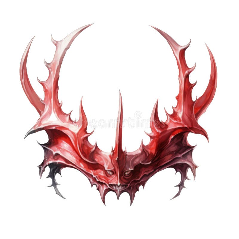 Abstract Red Spiked Creature with a Face Stock Image - Illustration of ...