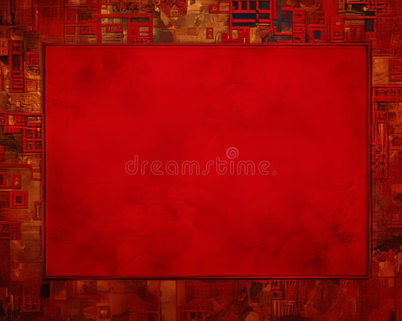An Abstract Red Square Frame on a Red Background Stock Illustration ...