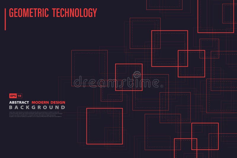 Abstract Red Square of Technology Pattern Design Background ...