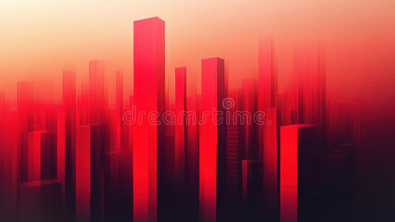Abstract Red Structures Grow in the Digital Space with Geometry Concept ...