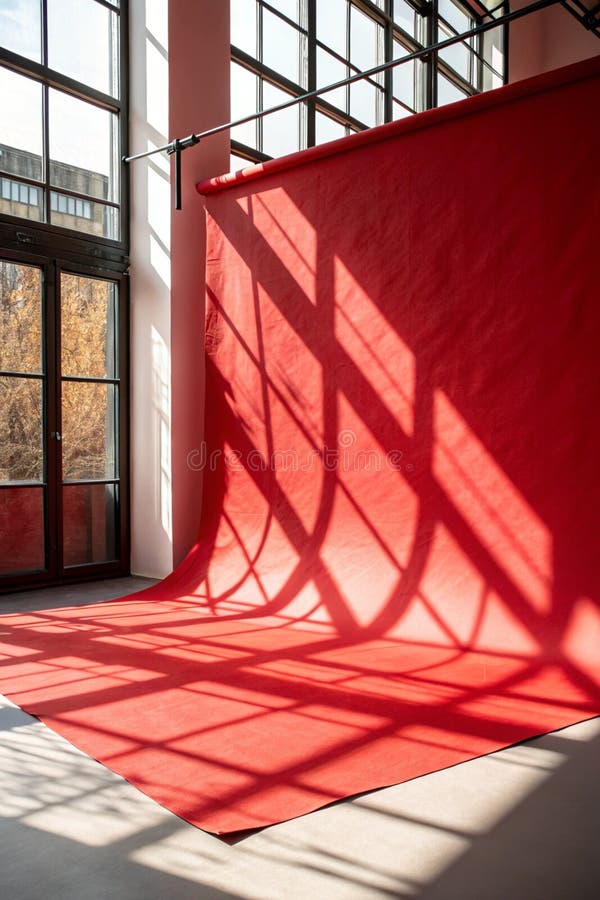 Abstract Red Studio Background with Light Trails Stock Illustration ...