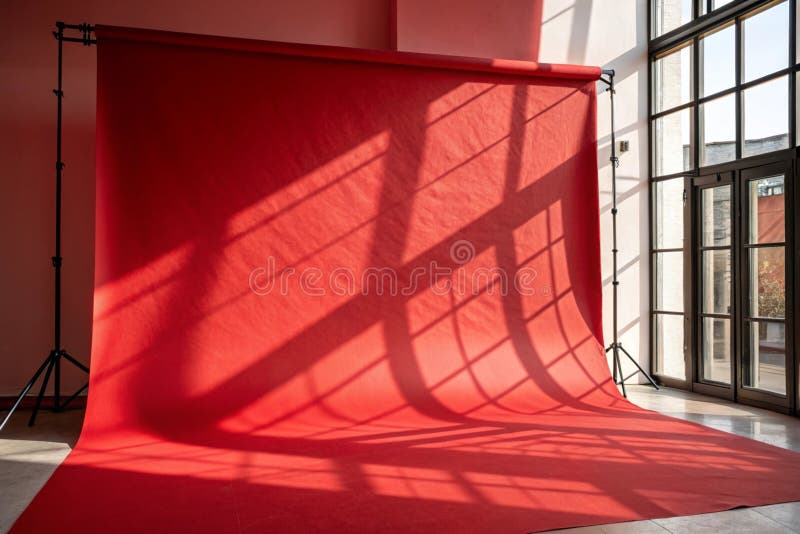 Abstract Red Studio Background with Light Trails Stock Illustration ...