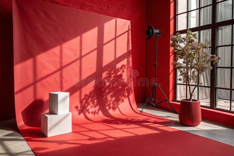 Abstract Red Studio Background for Product Presentation Stock Photo ...