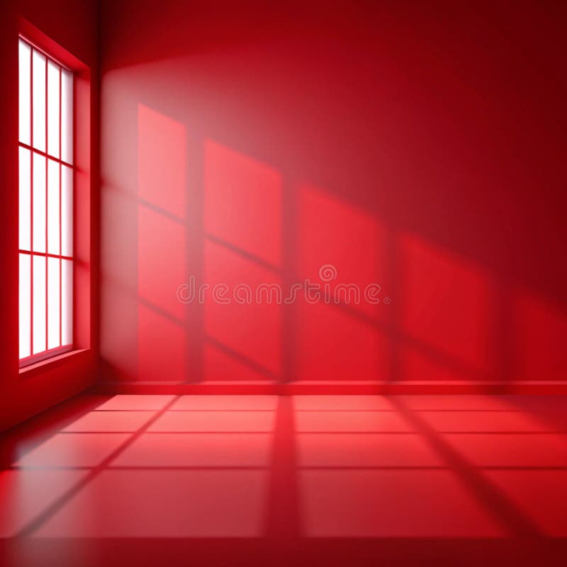 Abstract Red Studio Background with Window Shadows for Product Display ...
