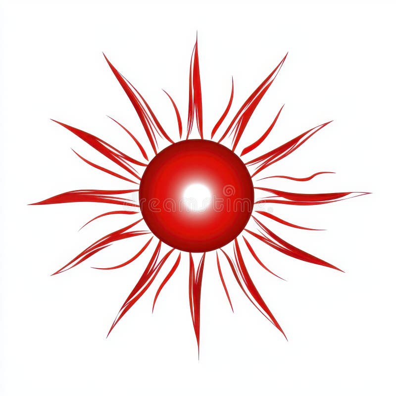 Abstract Red Sunburst Design on White Background Stock Illustration ...