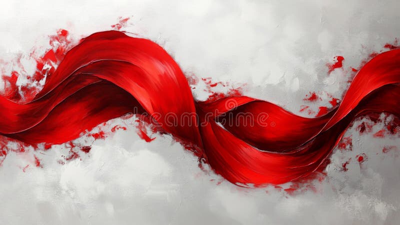Abstract Red Swirls on Gray Canvas Painting Stock Illustration ...