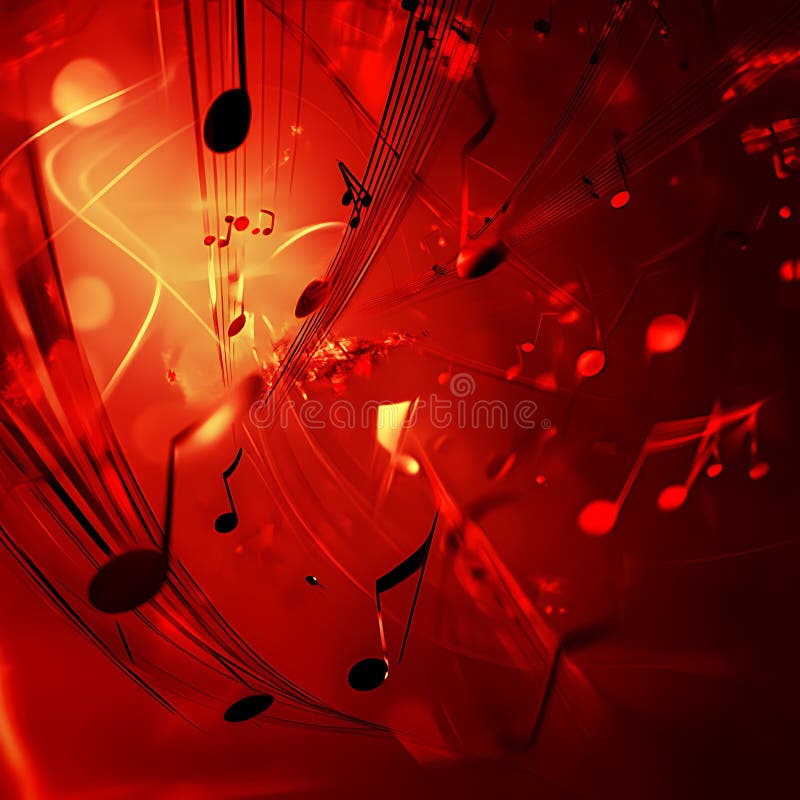 Abstract Red Symphony: a Visual Composition of Musical Notes and ...
