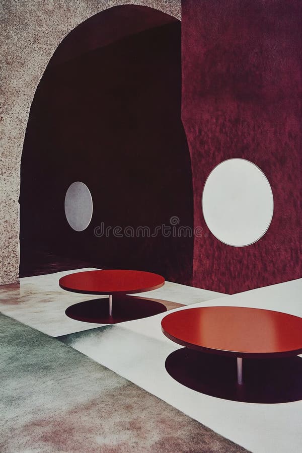 Abstract Red Tables Minimalist Interior Design AI High Quality Image ...