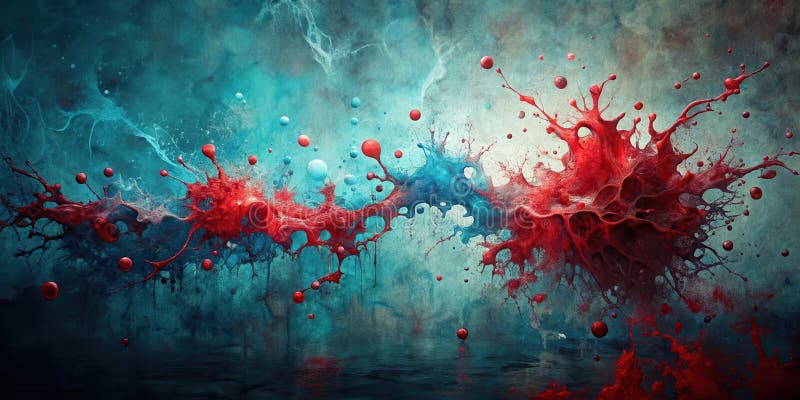 Abstract Red and Teal Fluid Collision a Dynamic Artistic Expression of ...