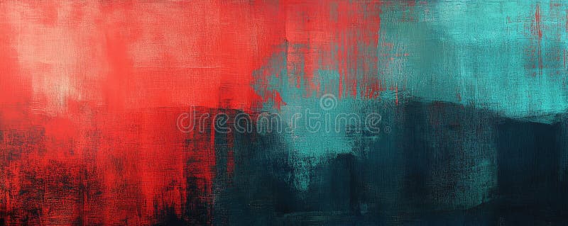 Abstract Red and Teal Textured Painting on Canvas, Modern Art Concept ...