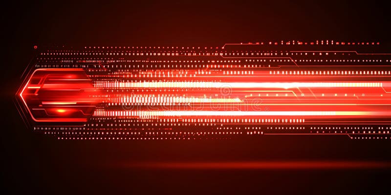 Abstract Red Technology Background Digital Data Stream Futuristic Design Glowing Lines and ...