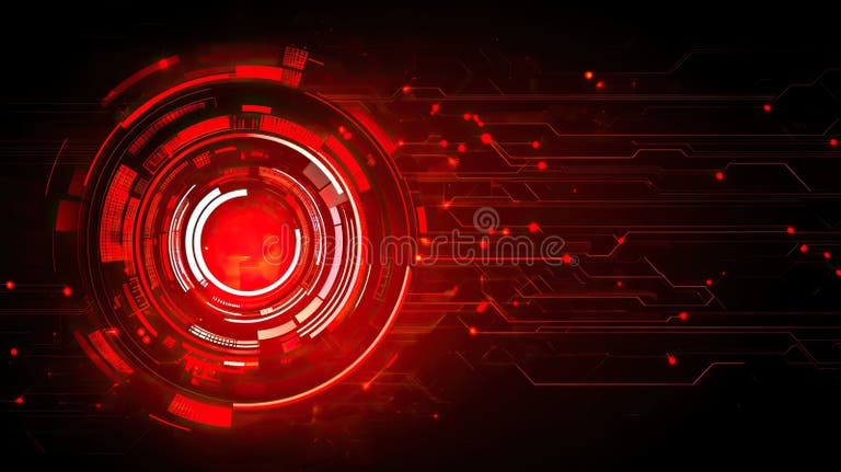 Abstract Red Technology Background. Futuristic Digital Interface ...