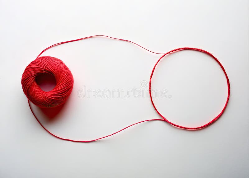 Abstract Red Thread Circle on White Background Minimalist Design ...