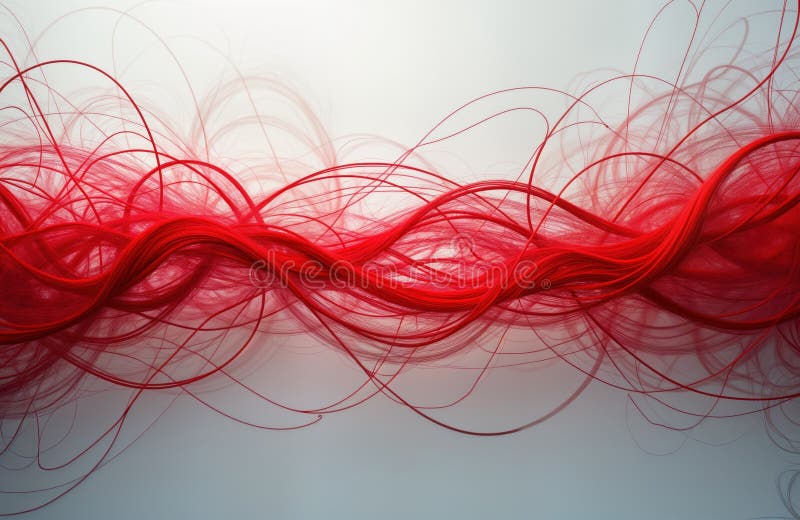 Abstract Red Threads Flow. Red Lines Form Waves. Curvy Lines Create ...