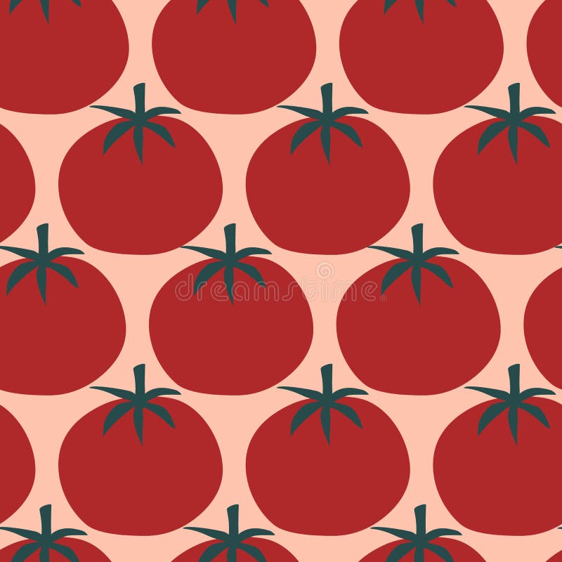 Abstract Red Tomatoes with Green Leaf Hand Drawn Vector Illustration ...