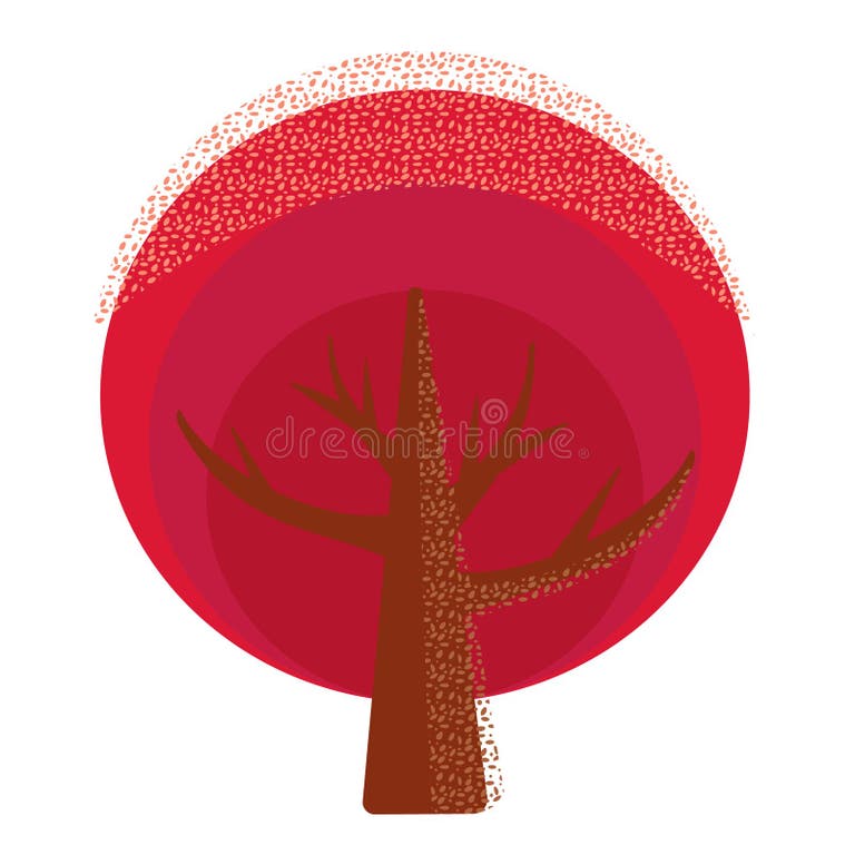 Abstract Red Tree with Concentric Circle Background Stock Illustration ...