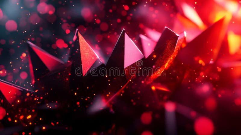 Abstract Red Triangle Geometric Design with Bright Glow and Bokeh ...