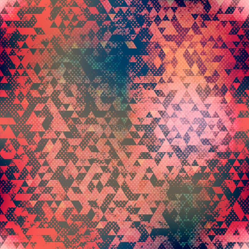 Abstract Red Triangle Seamless Pattern with Grunge Effect Stock Vector ...