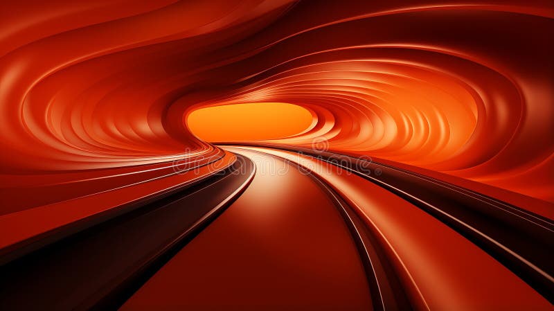 Abstract Red Tunnel Background with Train Tracks Stock Illustration ...