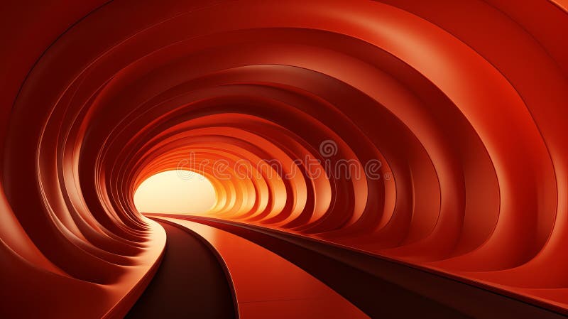 Abstract Red Tunnel with Light at the End 3d Illustration Stock Illustration - Illustration of ...