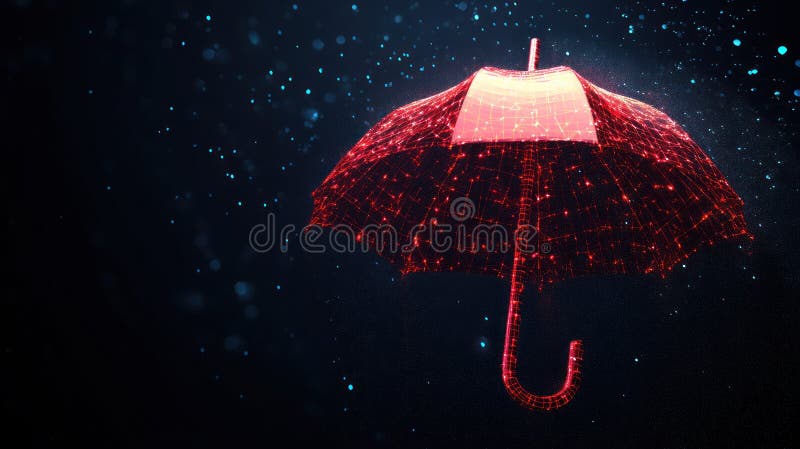Abstract Red Umbrella in Digital Art Style Against a Dark Background ...