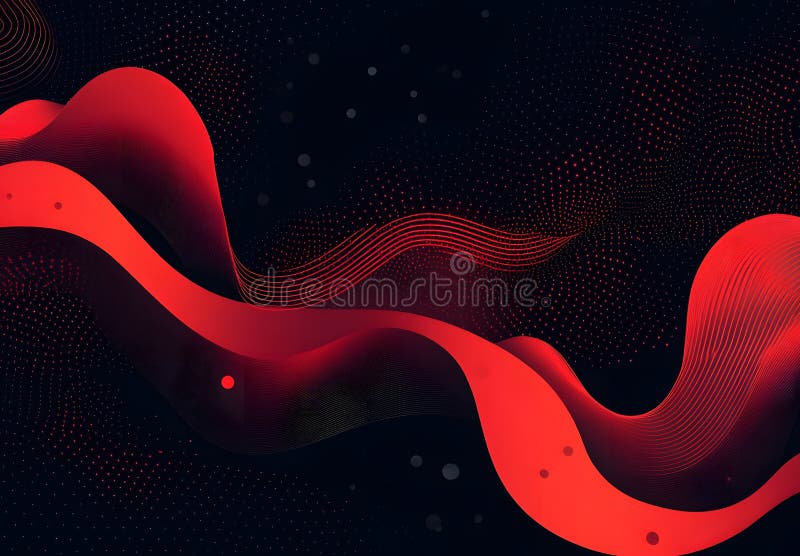 Abstract Red Wave Background with Dots Stock Illustration ...