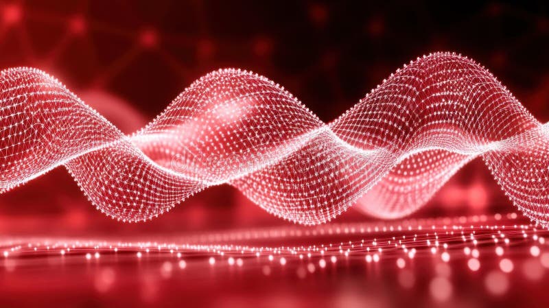 Abstract Red Wave Data Visualization Stock Photo - Image of network ...