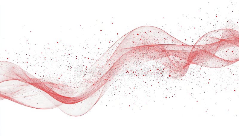 Abstract Red Wave Design. Dynamic Flowing Lines, Particles, and Smooth ...
