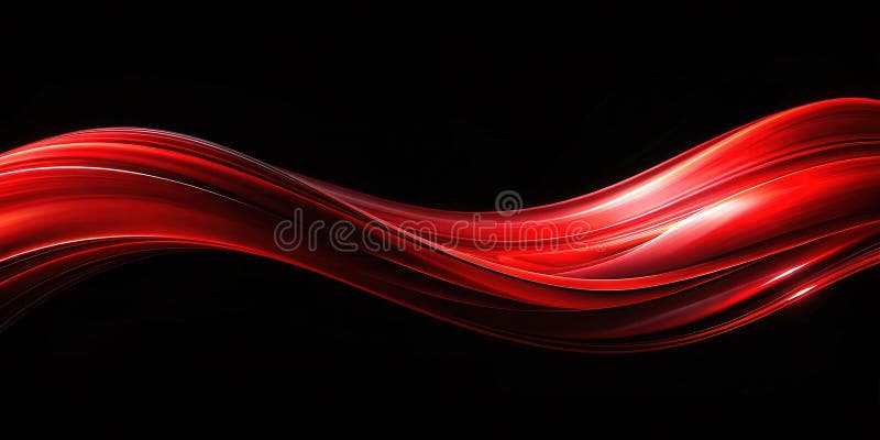 Abstract Red Wave Design Elegant Swirling Lines on Black Background ...