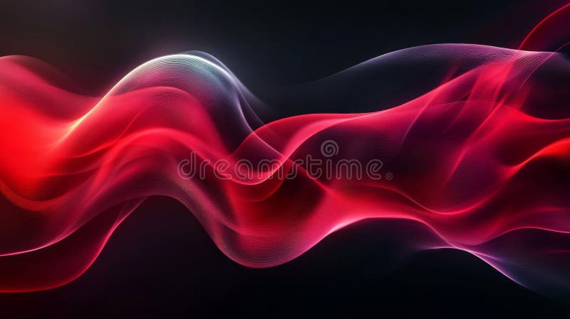 Abstract Red Wave Flowing Energy Light Dark Background Stock ...