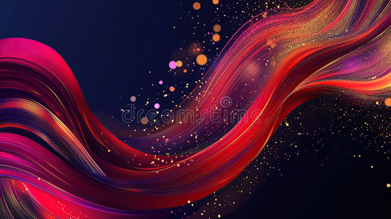 Abstract Red Wave, Gold Sparkle, Dark Background, Digital Art, Website ...