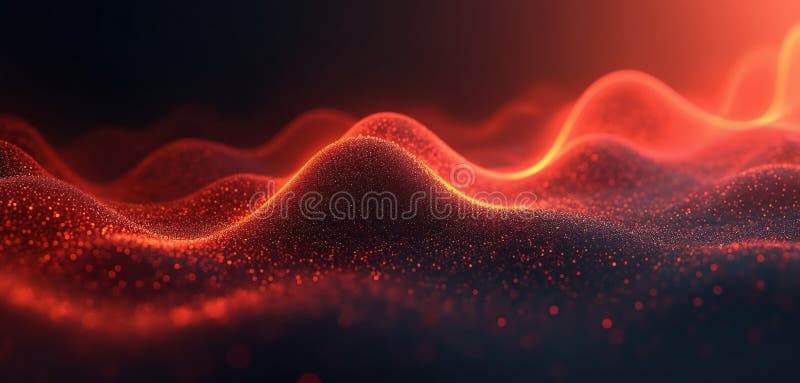 Abstract Red Wave Illustration Shows Energy Motion. Red Glowing ...