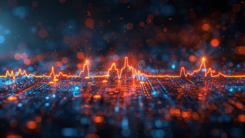 Abstract Red Wave Line on a Horizontal Plane Stock Illustration ...