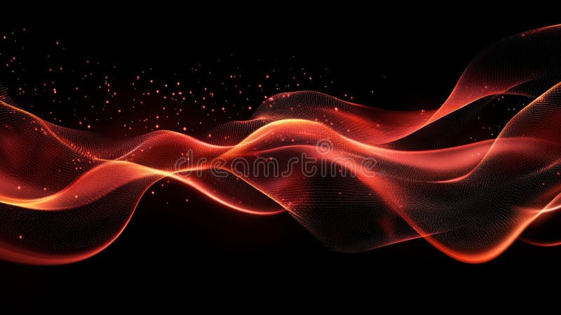 Abstract Red Wave Particle Flow Design Stock Illustration ...