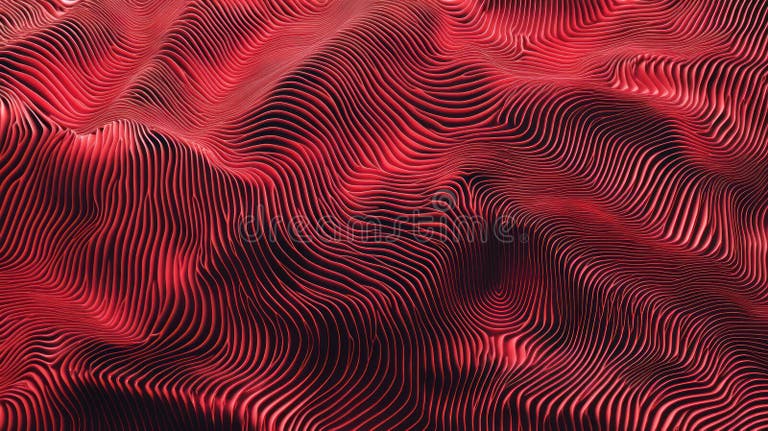 Abstract Red Wave Pattern with 3D Flowing Lines and Depth Effect Stock ...