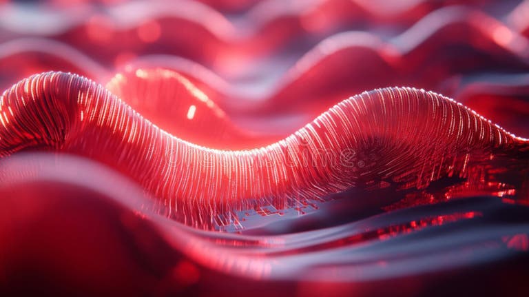 Abstract Red Wave Pattern with Flowing Lines and Dynamic Light ...