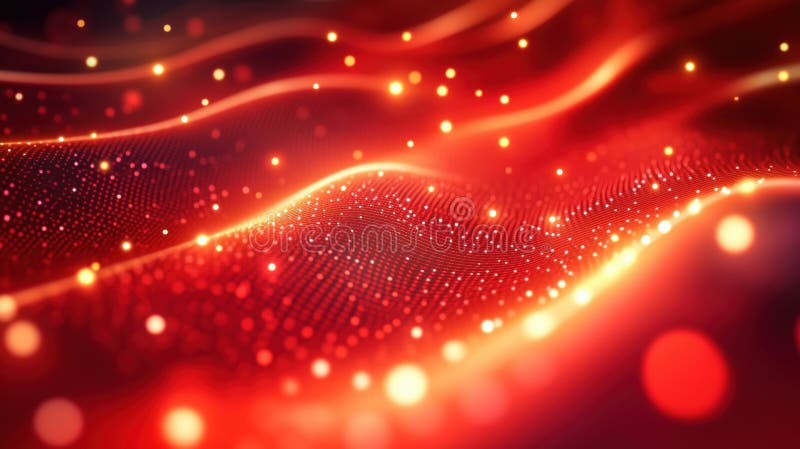 Abstract Red Wave Patterns with Glowing Lights Stock Photo - Image of ...