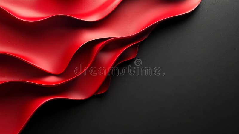 Abstract Red Waves on Black Background Design Stock Illustration ...