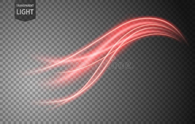 Abstract Red Wavy Line of Light with a Transparent Background, Isolated ...