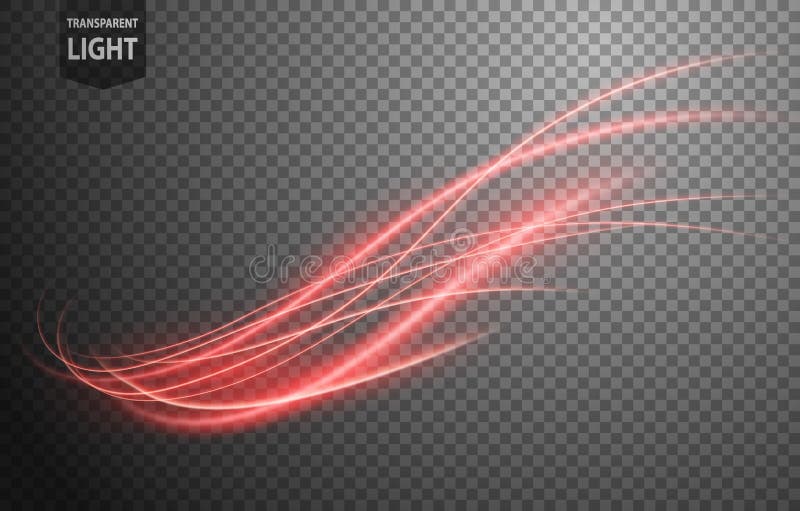Abstract Red Wavy Line of Light with a Transparent Background, Isolated ...