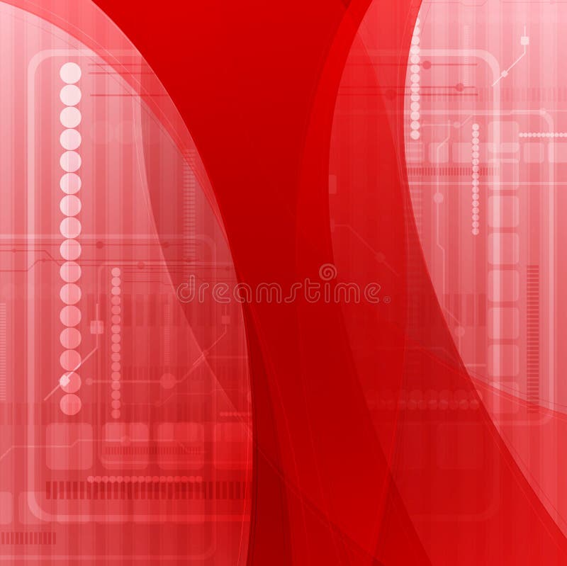 Abstract Red Wavy Tech Background Stock Vector - Illustration of design ...
