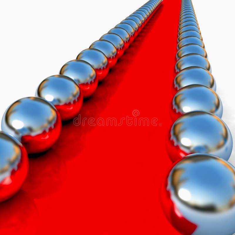 Abstract Red Way with Chrome Balls Around Stock Illustration ...