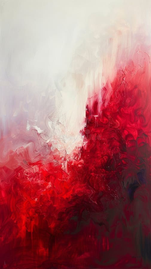 Abstract Red and White Acrylic Painting Stock Photo - Image of fine ...