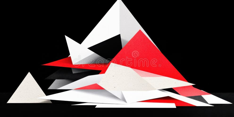 Abstract Red White Black Geometric Triangle Composition Stock Image ...