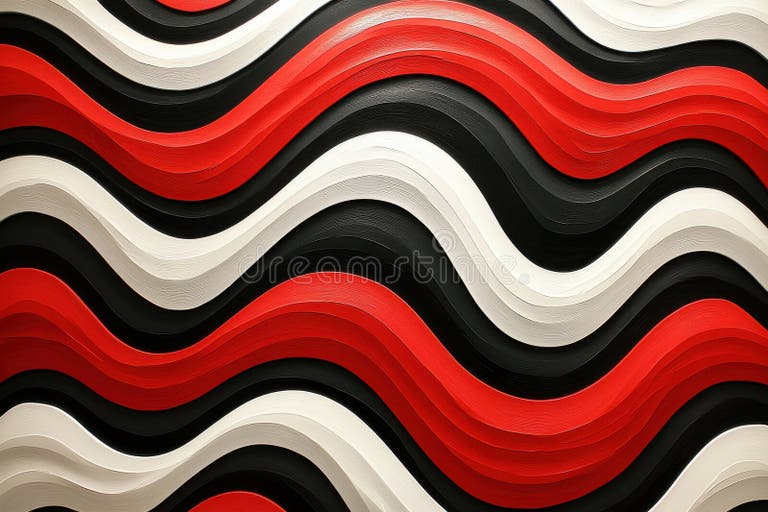 Abstract Red, White, and Black Wavy Pattern with Textured Design Stock ...