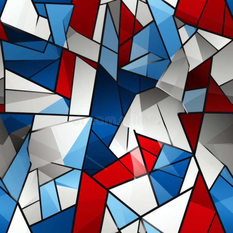 Abstract Red White and Blue Geometric Pattern Stock Illustration ...