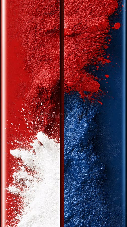 Abstract Red, White, and Blue Powder Explosion Stock Illustration ...
