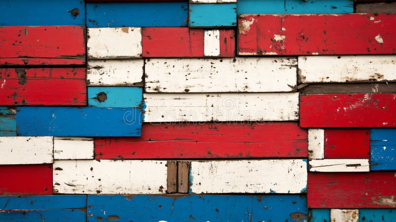 Abstract Red White Blue Wood Plank Wall Texture High Quality Image ...