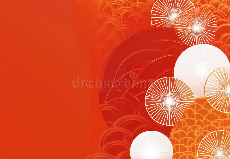 Abstract Red and White Circular Design Festive Asian Inspired Pattern ...